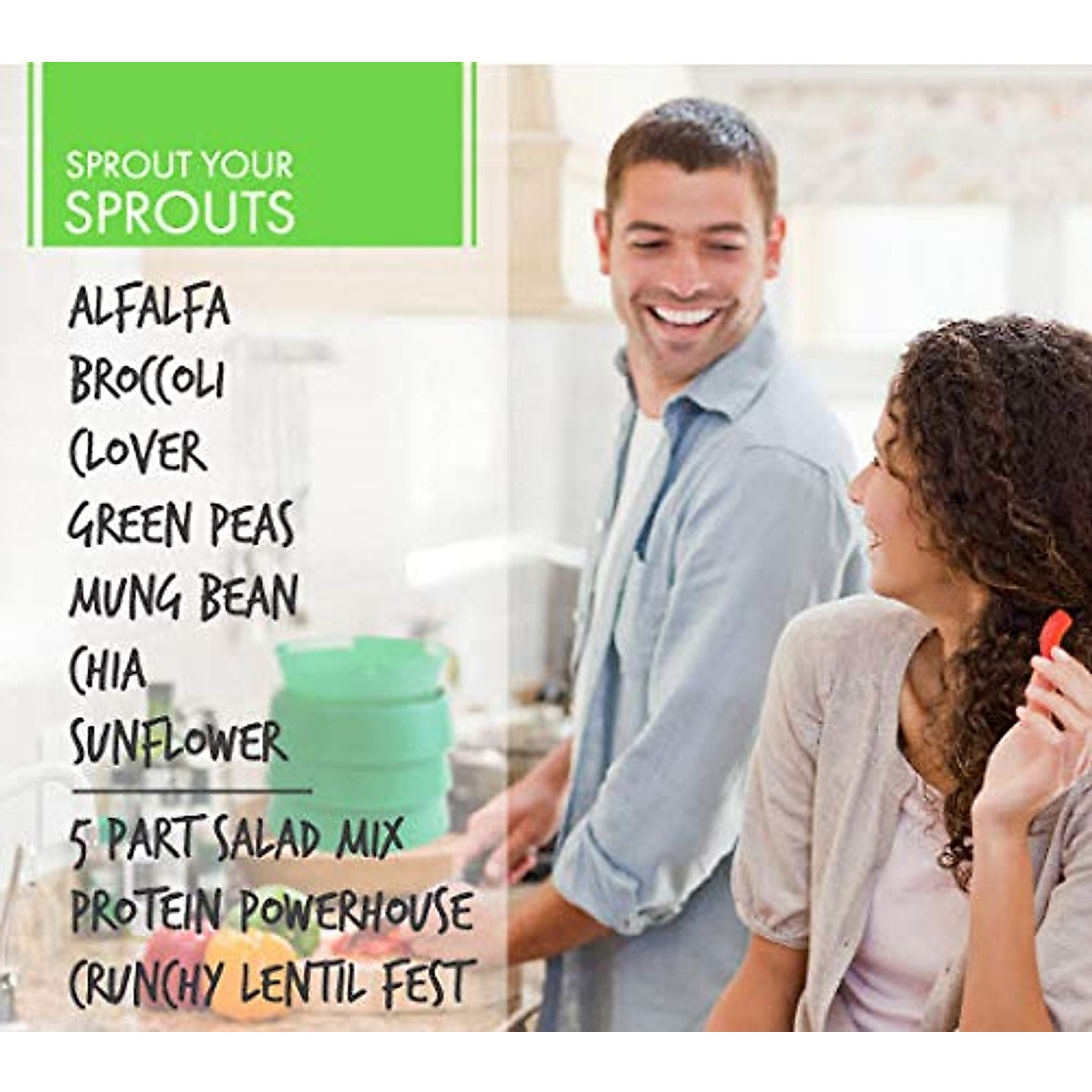 Handy Pantry Complete Sprouting Kit | "Sprout Garden" 3 Tray Sprouter, SG.52 | BPA Free Stackable Sprouting System | Includes Printed Instructions & Organic Sprouting Seeds