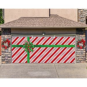 Hosuly 6.6 x 16ft Double Christmas Garage Door Banner Large Merry Christmas Hanging Backdrop Decorations Indoor Outdoor Christmas Garage Door Cover for Xmas Holiday Party (Candy Boxes Style)