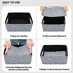 Emelivor Silver Glitter Storage Basket Bins Set (2pcs) Felt Collapsible Storage Bins with Dual Handles Foldable Storage Baskets Boxes for Office Bedroom Closet Babies Nursery