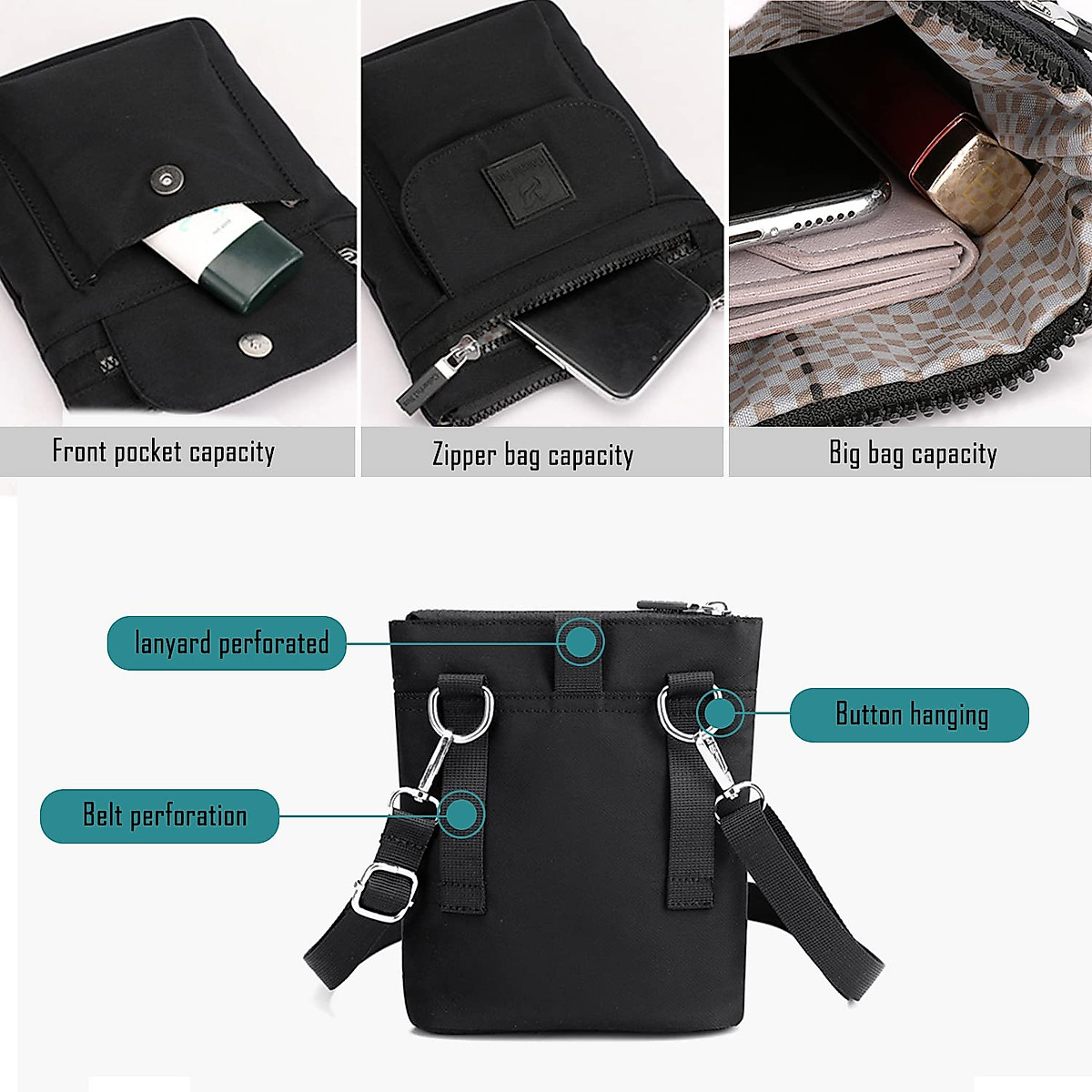 AOCINA Small Crossbody Bags for Women Small Canvas Purses for Teen Girls Lightweight Mini Purse Bag (Nylon-Green)