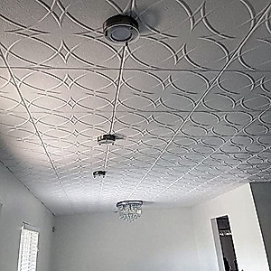 A La Maison Ceilings R82 Circles and Stars Foam Glue-up Ceiling Tile (128 sq. ft./Case), Pack of 48, Plain White