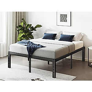 FSCHOS Bed-Frame-Queen, 12 Inch Metal Platform Queen-Size-Bed-Frame No Box Spring Needed, Heavy Duty Queen Size Bed Frame Easy Assembly, Noise Free, Black