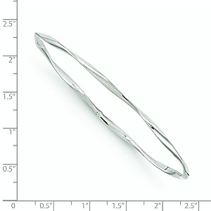 IceCarats 14K White Gold Twisted Slip On Bangle Bracelet