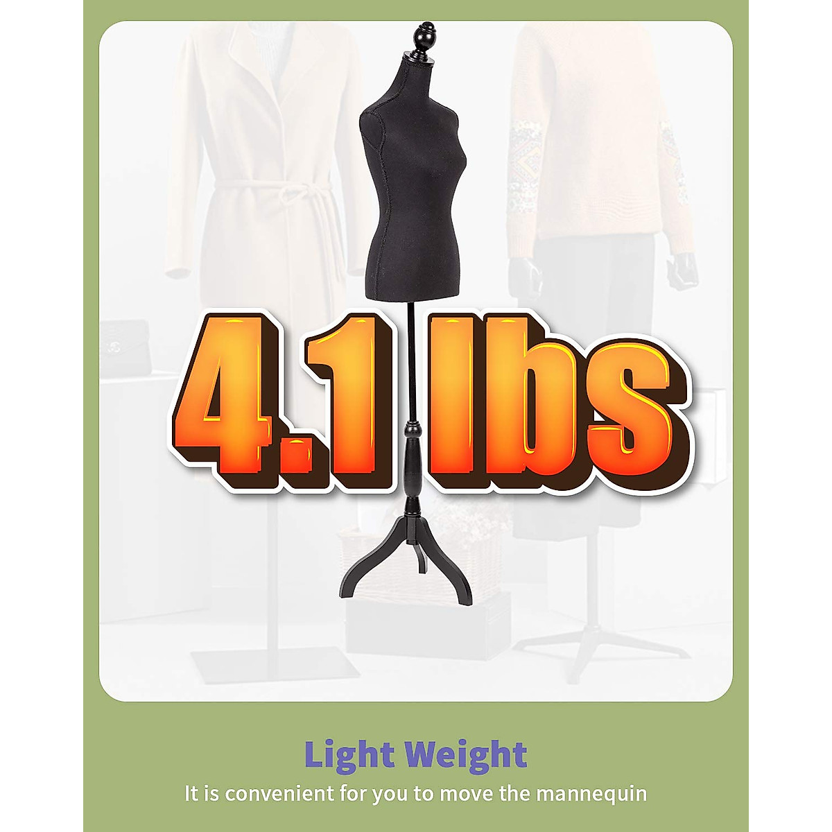 Mannequin Torso Manikin Dress Form 59-67 Inch Height Adjustable Female Dress Model Display Torso Body Tripod Stand Clothing Forms (Black, 59-67 Inches)