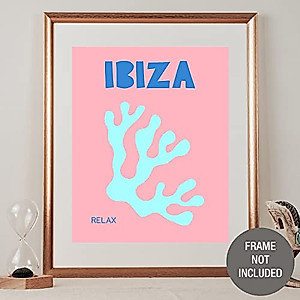 Preppy Wall Art Prints Set of 6 Abstract Beach Travel Destination for Home Decor (8" x 10" Unframed on Premium Fine Art Matte Paper), Minimalist Matisse Style