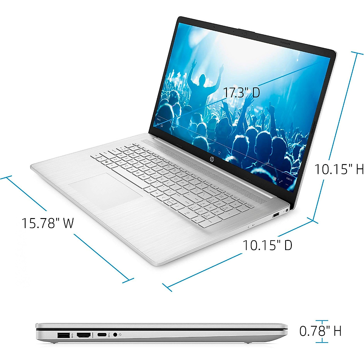 HP 2022 17.3 Laptop Computer HD+ Anti-Glare Display, 11th Gen Intel Core i3-1115G4 (Beats i5-7200U), 32GB DDR4 RAM, 256GB SSD + 1TB HDD, WiFi, HDMI, Webcam, NO DVD, Win 10 S + TiTac SD Card