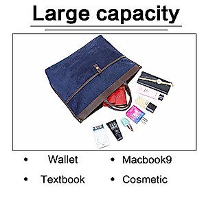 OIIV Ladies Tote Bag Fabric Handbag with Adjustable Shoulder Strap (NAVY)