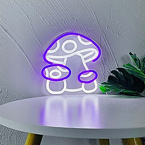 Mushroom Neon Sign Mushroom Decor Dimmable LED Neon Light Wall Art for Kids Room Decor Bedroom Wall Sign USB Operated Mushroom Lamp Light Up Sign Teen Room Decor Game Room Streamer Accessory (3 Purple Mushroom)