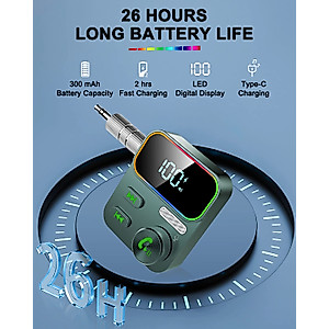 Bluetooth 5.3 Aux Receiver for Car, [Upgraded Enhanced Mic & LED Display] Bluetooth Car Adapter,Wireless Audio Receiver for Car/Home Stereo/Wired Headphones/Speaker,Hands-Free Call