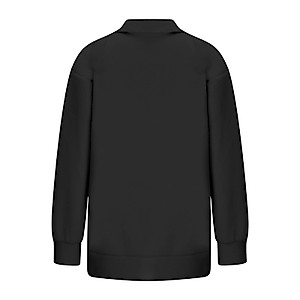 YAWOTS Women Sweatshirt Half Zip Fashion Casual Solid Turn-down Collar Long Sleeve Sweatshirt,C214 Medium Black