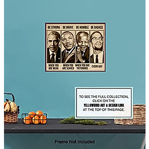 Inspirational African American Wall Art & Decor - Be Strong Be Brave Be Badass - Classroom Decor - Positive Motivational Quotes - Black Culture - Black Pride - Afro American, Black Men, Boys Poster