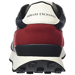 A|X ARMANI EXCHANGE Men's Logo Outline Nylon Sneakers, Navy+Red, 10