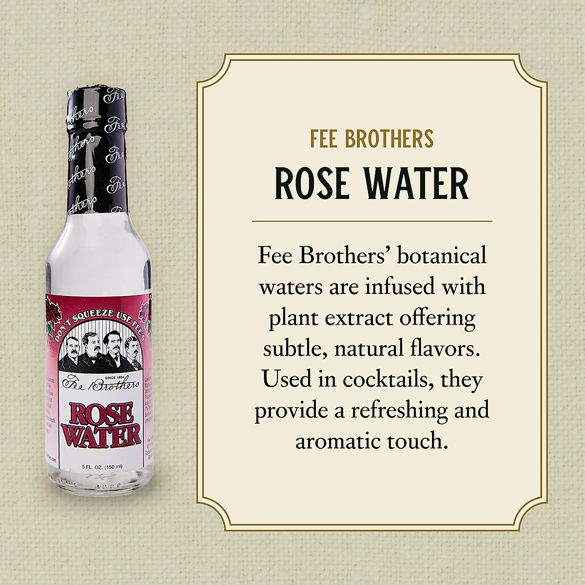 Fee Brothers Rose Botanical Water - Cocktail Mixer, Aromatic Spirit and Floral Flavoring Extract, 5 fl oz