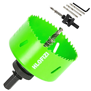 HLOFIZI 3-3/8 Inch Hole Saw Bi-Metal for Wood Metal Plastic with Arbor, Green