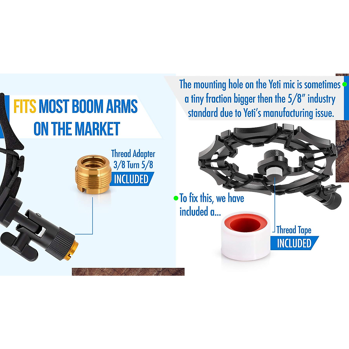 Vocalbeat Blue Yeti Microphone Shock Mount Mic Holder - Blue Yeti Shock Mount for Anti Vibrations from Quality Aluminum Material - Shockmount Accessories Compatible with Blue Yeti Boom Arm Mic Stand