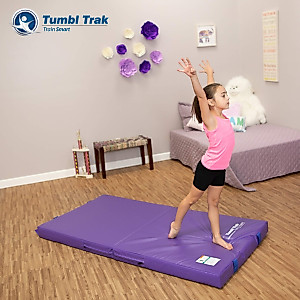 Tumbl Trak Junior Practice Mat, 3'x6'x4", Crash Mat for Gymnastics and Cheer, Landing Mat for Gymnastics Training, Purple