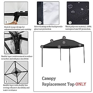 NINAT 1pcs Canopy Replacement Top Tent Top Cover for 10x10ft Pop Up Paty/Tent/Canopy (Vertical Leg) Instant Canopy Top Cover Black Canopy Top Cloth Only