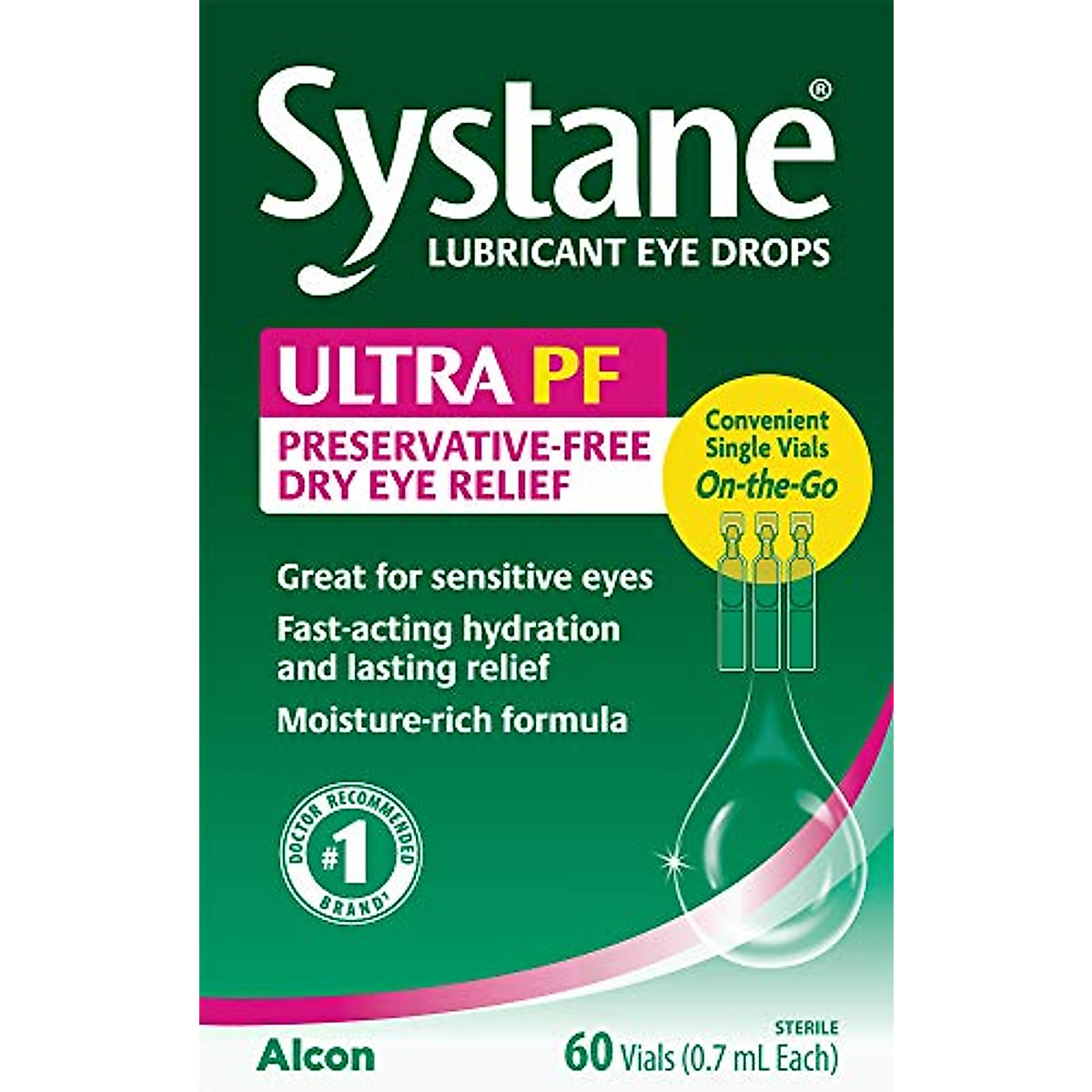 Systane Ultra Lubricant Eye Drops, 60 Count (Pack of 1), (Packaging may vary)