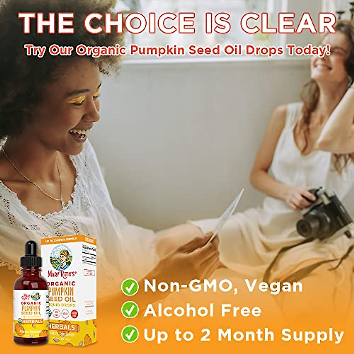 Pumpkin Seed Oil Liquid Drops by MaryRuth's | 2 Month Supply | Sugar Free | USDA Organic Pumpkin Seed Oil for Men & Women | Urinary Tract Support | Hair & Skin Health | Vegan | Gluten Free | 1 Fl Oz