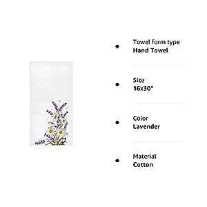 Naanle Stylish Beautiful Daisy Lavender Flowers Soft Guest Large Home Decorative Hand Towels Multipurpose for Bathroom, Hotel, Gym and Spa (16 x 30 Inches,White)