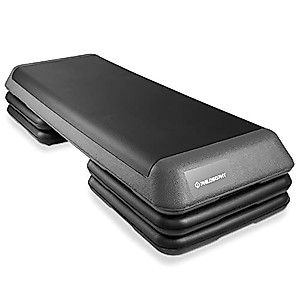Philosophy Gym Aerobic Exercise Adjustable Step Platform, Health Club Size, with 4 Risers - Gray