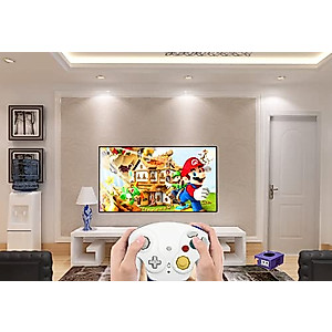 VTone Wireless Gamecube Controller, 2 Pieces 2.4G Wireless Classic Gamepad with Receiver Adapter for Wii Gamecube NGC GC (Black and White)