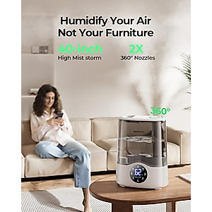 Homvana Humidifier Large Room, 7L (807ft²) Smart Warm and Cool Mist, Top-Fill Humidifiers for Bedroom Baby Nursery Grow Tent, Auto Adapt Mist Quick Air Humidity Indoor, Easy to Clean, Quiet, Diffusers
