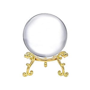 LONGWIN 60mm(2.4inch) Crystal Ball Solid Photography Glass Ball Spere with Golden Flower Stand Magic Ball