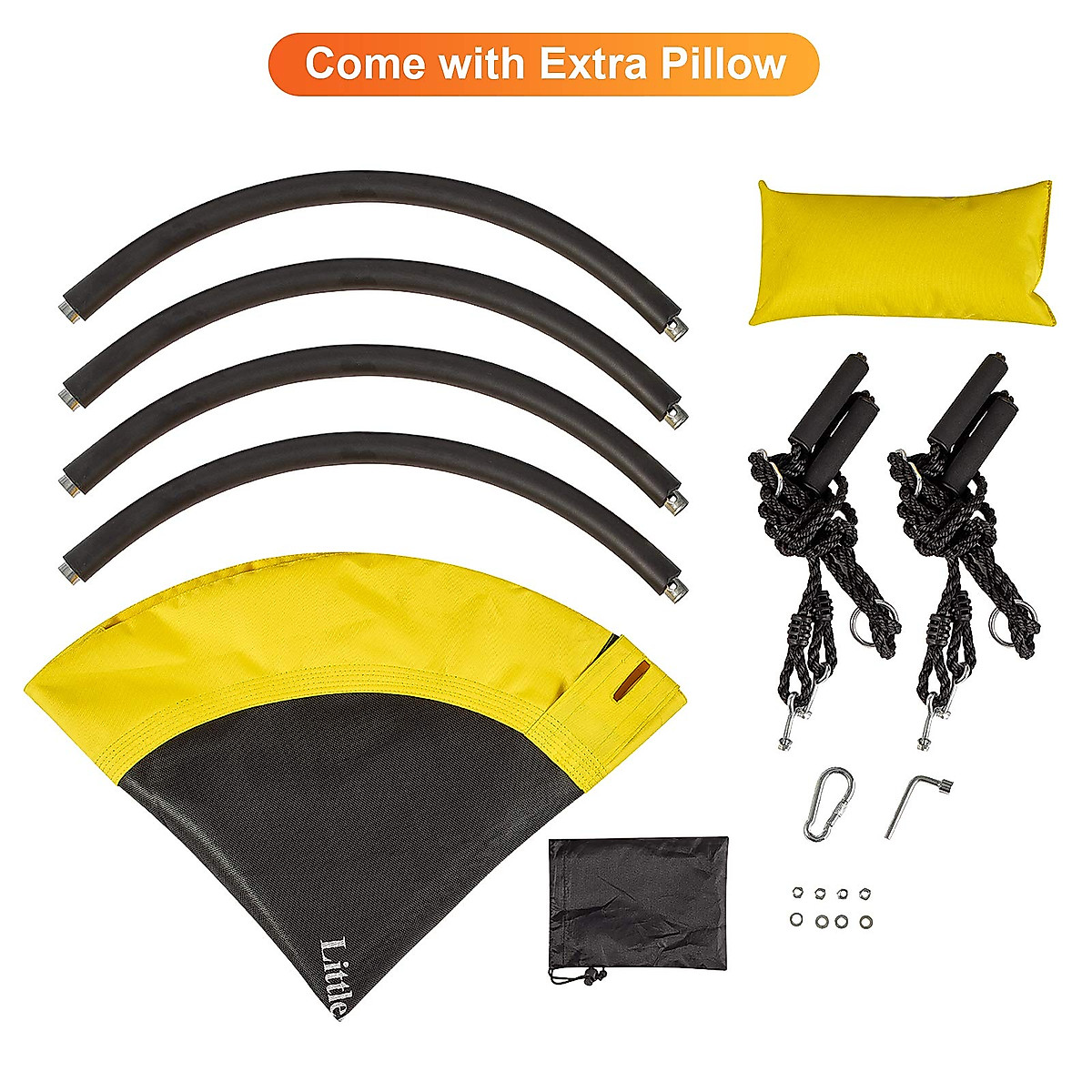 Saucer Tree Swing for Kids, LITTLELOGIQ 40 Inch Outdoor Swing Sets for Backyard, Round Flying Swing with 2 Hanging Straps, 700lb Capacity, Adjustable Ropes, Easy Setup, for Adults & Kids - Yellow