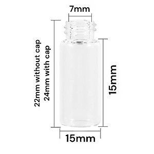 [144 Pack] 1.5 ml Glass Vials, High Grade Borosilicate Glass Empty Vials with Caps, Small Liquid Sample Clear Vial, Black Closed Top Screw Caps with PE Liner (0.4 Dram)