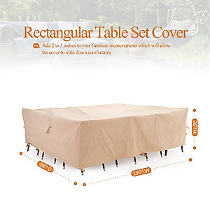 WJ-X3 Large Rectangular Beige Heavy-Duty Patio Table Cover, 136x88x36in - Wind-Resistant, Waterproof, Anti-Fade - Perfect for Outdoor Sectional Furniture Sets