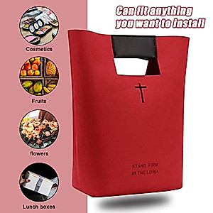 Felt Bible Cover, Bible Protective Carrying Case, Bible Tote, Bible Study Book Holder, Church Bible Carrier with Hollowed Cross Design and Bible Verse