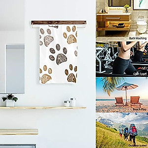 UNISE Dog Paw Hand Towel Cotton Face Towel Soft Highly Absorbent Fingertip Towels with Personalized Print Towel for Bath Room Decor and Sports Gym Yoga Kitchen (30x15 inch)