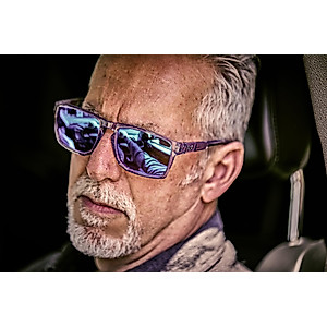 Wiley X WX Founder Sunglasses Safety Glasses for Men Shatterproof UV Eye Protection for Combat, Shooting Captivate Polarized Blue Mirror Lenses Gloss Crystal Grey Frames