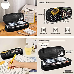 Suhoaziia 3PCS Cute Sloth Sunflower Black White American Flag Girls School Backpack, Student Toddler Bookbag Lunch Bags Shoulder Laptop Bag for Womens Pencil Cases Holders for Adults