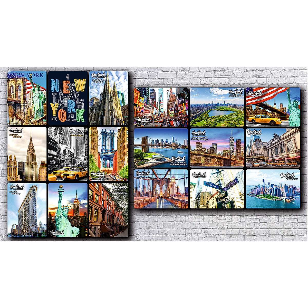 18 Pcs New York City Serie Rectancular Uv Printing Thick Wooden Souvenir Fridge Magnets 9 Pcs Horizontal 9 Pcs Vertical, 9x6.5 Cm