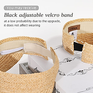 FURTALK Sun Visor Hats for Women Wide Brim Straw Foldable Beach Summer Roll Up Ponytail Hat Khaki