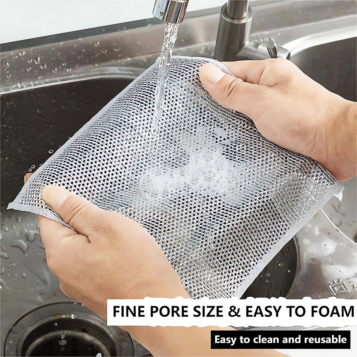 Multipurpose Wire Dishwashing Rags for Wet and Dry - 2024 New Dish Cloths for Washing Dishes, Steel Scrubbers for Cleaning Dishes, Chain Mail Scrubber Cast Iron, Non Scratch Scrubbing Pads (2PCS)