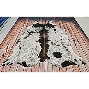 Large Cowhide Rug Tricolor Cowhide Cow Skin Leather Area Rug, Hair On Cow Hide Rugs 5 X 7 ft Black, Brown and White