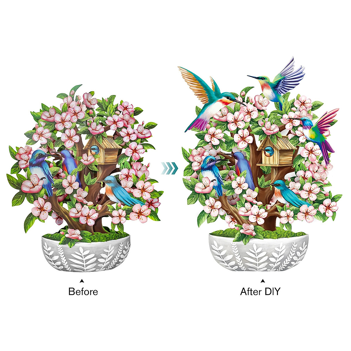 Airpark Pop Up Flower Cards, 16 inch 3D Pop-Up Paper Flower Bouquet, Peach Blossom&Bird, Ideal Creative Gift, Home Decor, Greeting Cards for Birthday, Graduation,Thank You