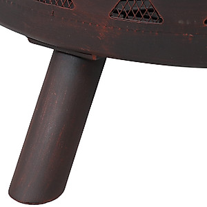 Sunnydaze Crossweave Outdoor Fire Pit - Wood-Burning Fire Pit for Outside with Spark Screen, Poker and Round Cover - 30-Inch - Bronze