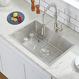 VCCUCINE 22x18 Inch Drop in Kitchen Sink,16 Gauge Topmount RV Small Kitchen Bar Sink, Handmade Stainless Steel Wet Bar Sink, Outdoor Single Bowl, Brushed Nickel Prep Sink with Strainer