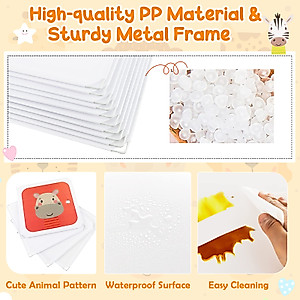 HONEY JOY Kids Wardrobe Closet, Baby Cartoon Clothes Storage Organizer, 8 Cubes & 2 Hanging Sections, Portable Children DIY Modular Bedroom Armoire Dresser Cabinet for Boys Girls (White)