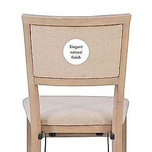 Linon Keira Wooden Folding Chair Upholstered Seat and Back Set of 2, Dining Height, Rustic Natural & Beige