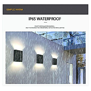LOOCOO 2 LED Solar Wall Light UP and Down Illuminate Outdoor Sunlight Sensor Lamp IP65 Waterproof Modern Nordic Style Decor for Home Garden Porch