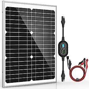 20W 12V Solar Panel Kit Battery Maintainer Trickle Charger Pro + Advanced 10A MPPT Charge Controller + SAE Battery Clip Cable for 12 Volt Boat Car RV Trailer Motorcycle Automotive Home Off Grid System