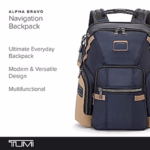 TUMI - Alpha Bravo Navigation Backpack - Everyday Travel Backpack - Fits Up to 15" Laptop - 16.0" X 14.0" X 7.3" - Midnight Navy/Khaki