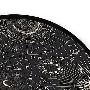 Kuizee Round Doormat Moon Phases Sun Zodiac Mysterious Astrology Polyester Indoor Outdoor Non-Slip Water Absorption Living Room Bedroom Bathroom Kitchen Home Decor 36.2Inch
