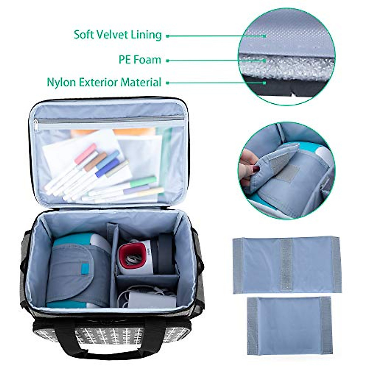 YARWO Carrying Case Compatible with Cricut Joy and Easy Press Mini, Storage Bag for Craft Pens and Other Tool Set, Gray with Arrow