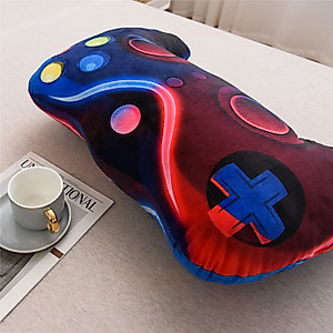 Meeting Story Game Controller Shaped Plush Throw Pillow Cushion for Boys and Girls Gamer Room Decoration for Sofa Couch/Computer Chair/Bed Gifts for Teen Boys Gaming Toy Pillow (Red Blue, Mini)
